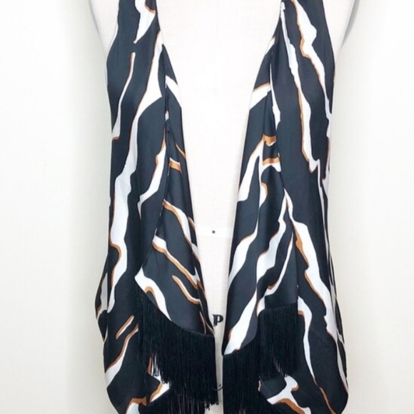 Cache | Other | Cache Animal Print Vest Waterfall Front Vest Fringed ...